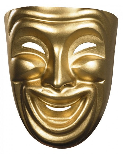 Gold Comedy Mask - Mystique Costumes