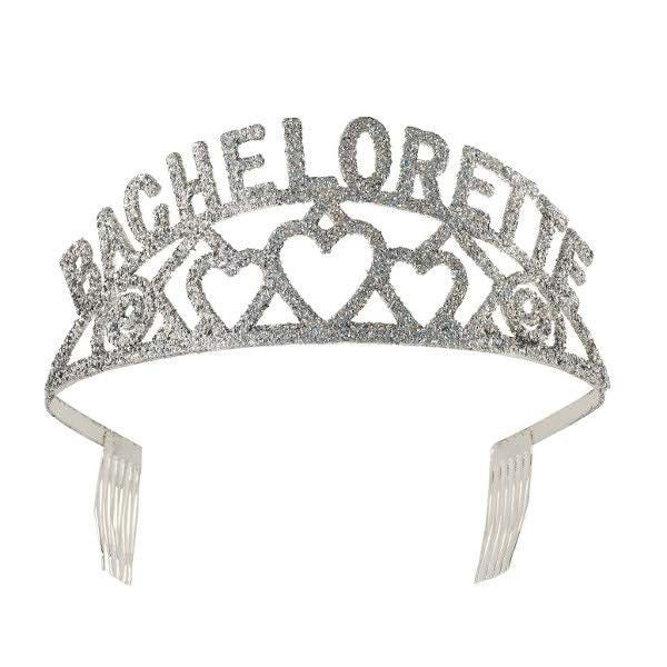 Bachelorette Glitter Tiara Silver - Mystique Costumes