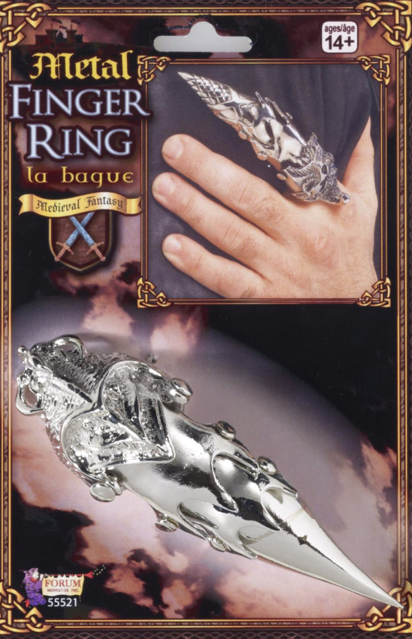 Gothic Full Finger Ring Silver - Mystique Costumes