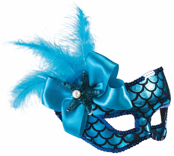 Mermaid Half Mask Blue - Mystique Costumes
