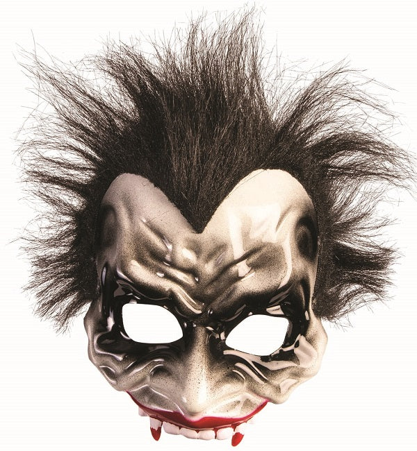 Vampire Half Mask With Hair - Mystique Costumes
