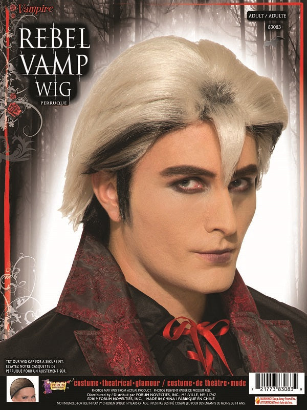 Rebel Vamp Wig Black and White - Mystique Costumes