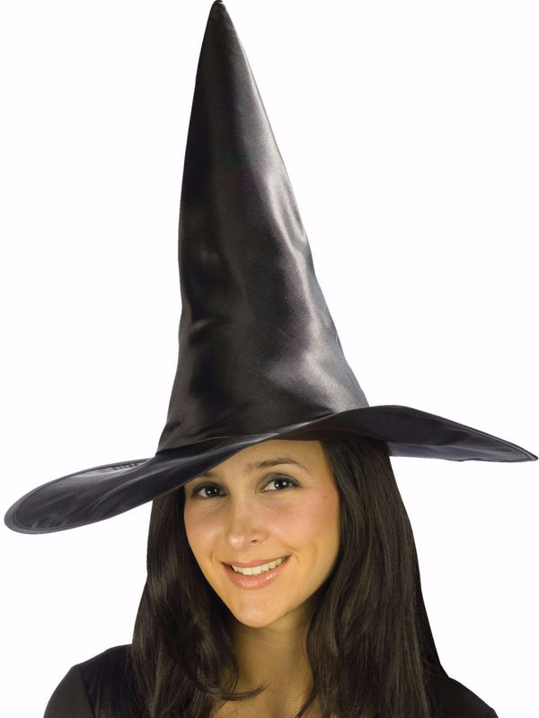 Satin Witch Hat Black - Mystique Costumes