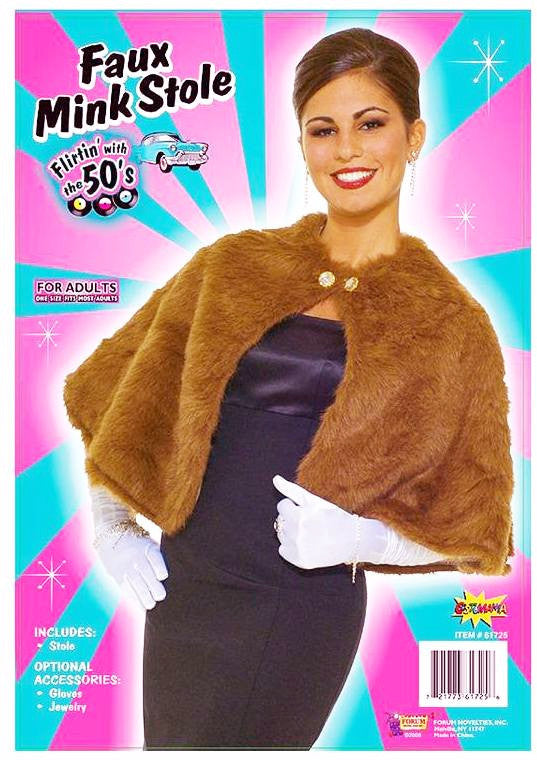 Faux Mink Stole Brown - Mystique Costumes
